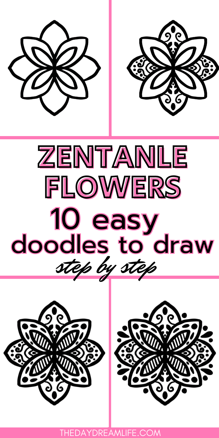 10 Easy Zentangle Flowers To Doodle.