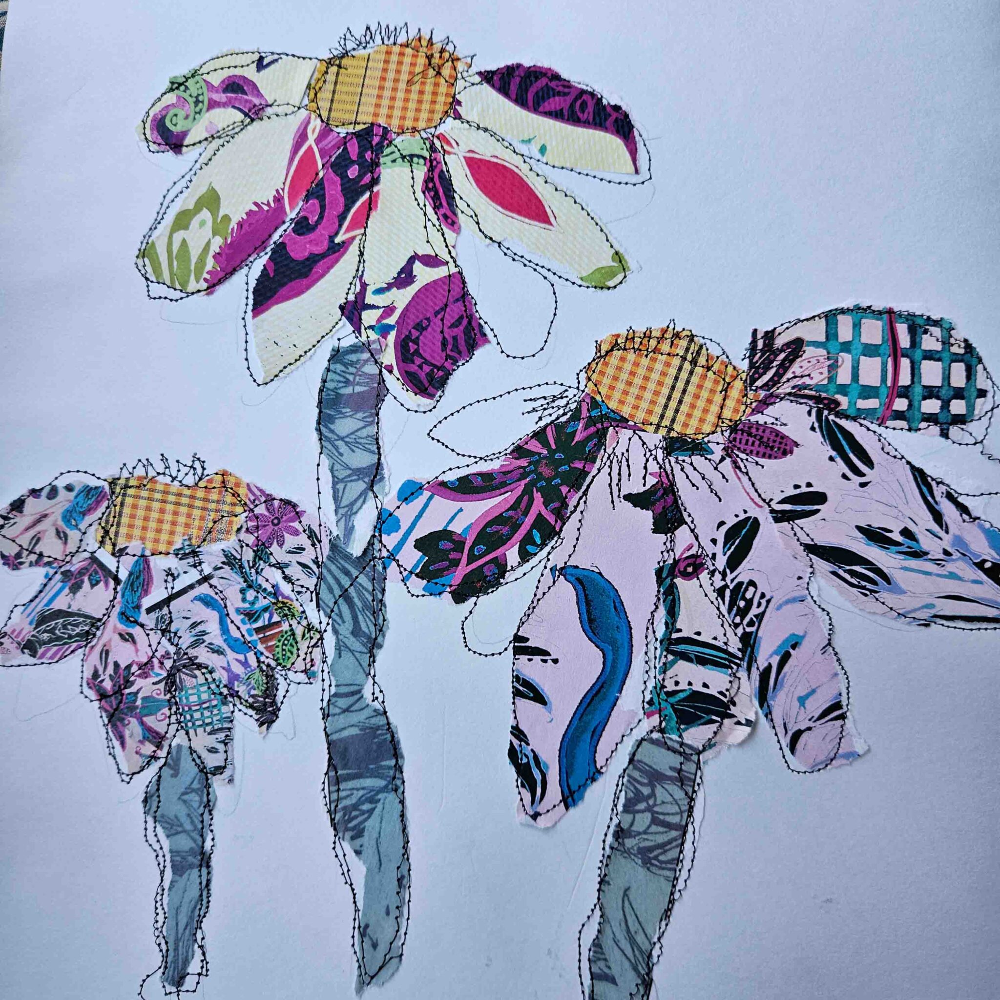 Mixed Media Collage Flowers