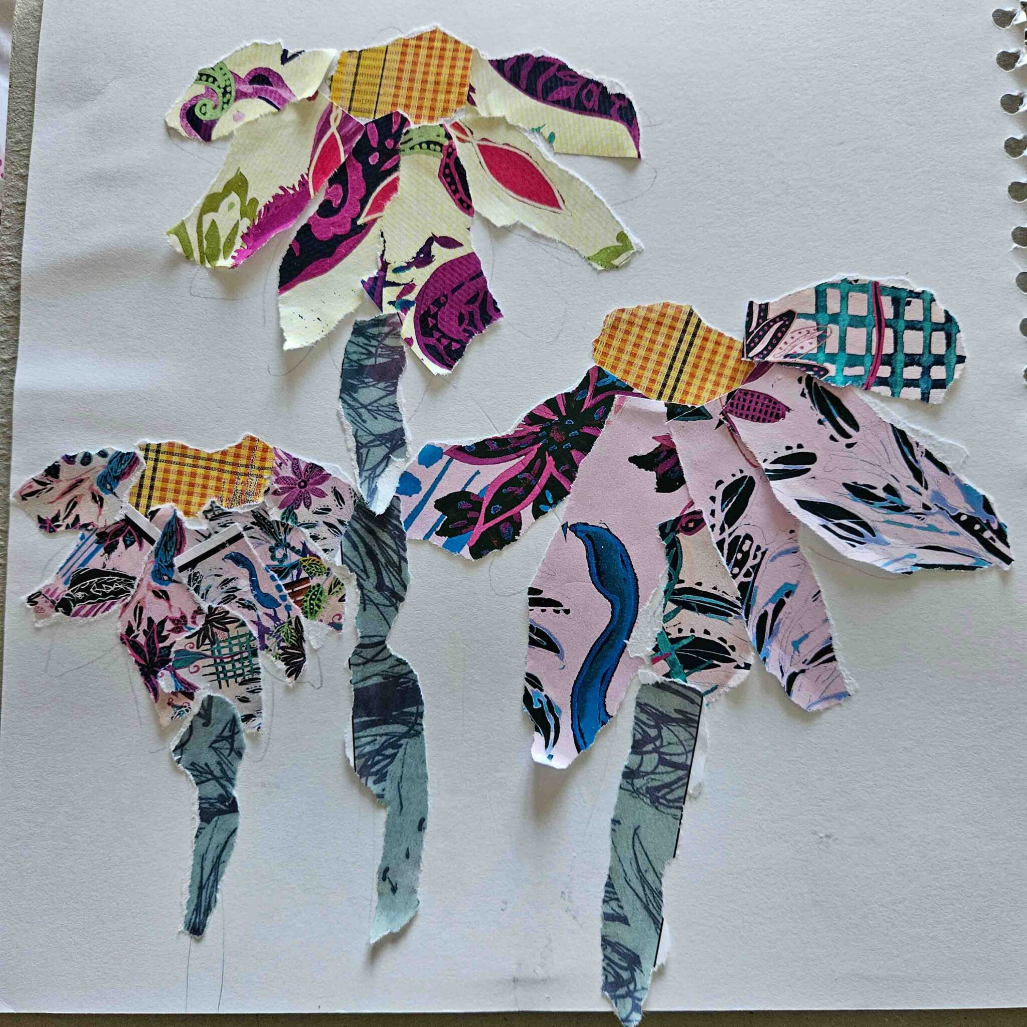 Mixed Media Collage Flowers