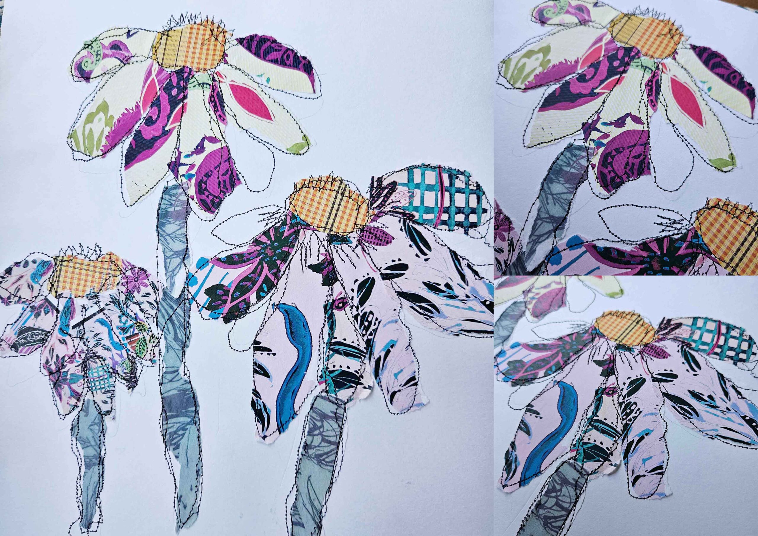 Mixed Media Collage Flowers