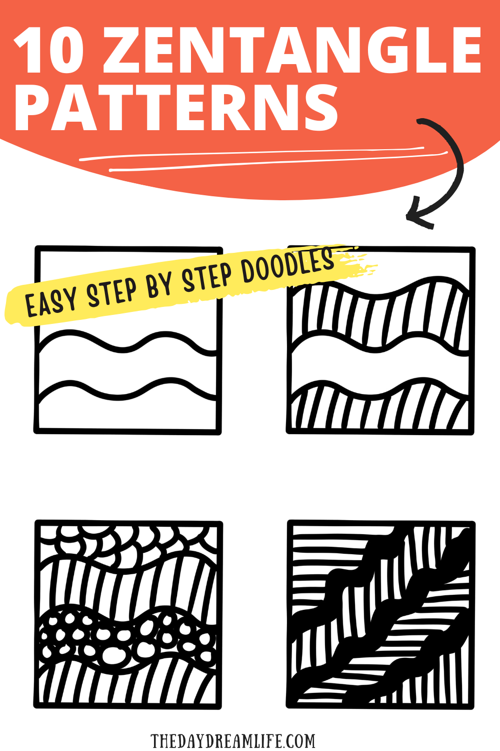 10 Easy Zentangle Patterns To Doodle In Minutes.